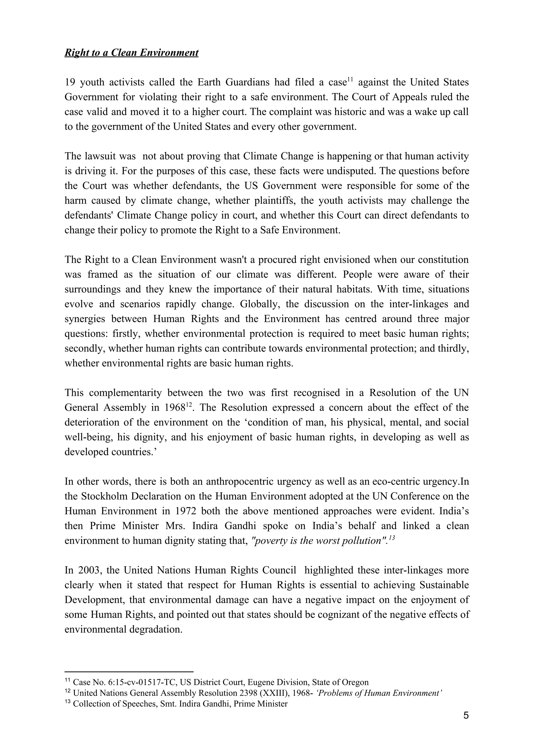 The Right to Life & the Environment | PDF