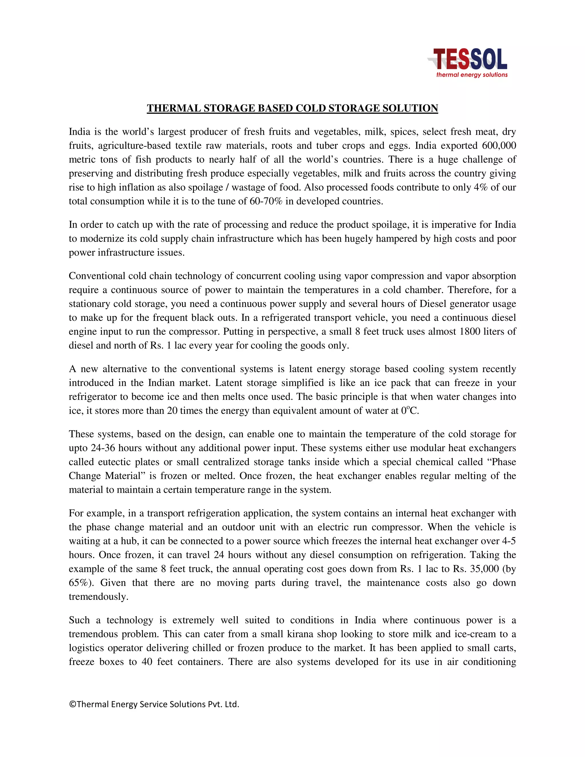 Thermal Energy Storage based cold storage systems | PDF | Chemistry | Science