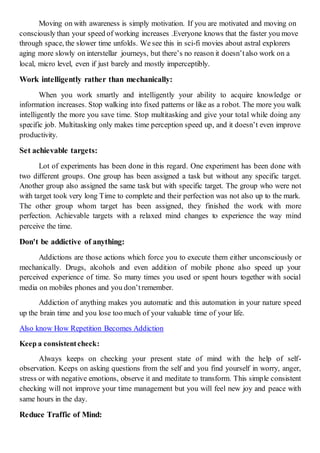 Article Time is Elastic | DOCX | Mental Health | Diseases and Conditions