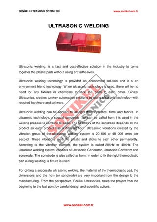Ultrasonic Plastic Welding Machine | PDF