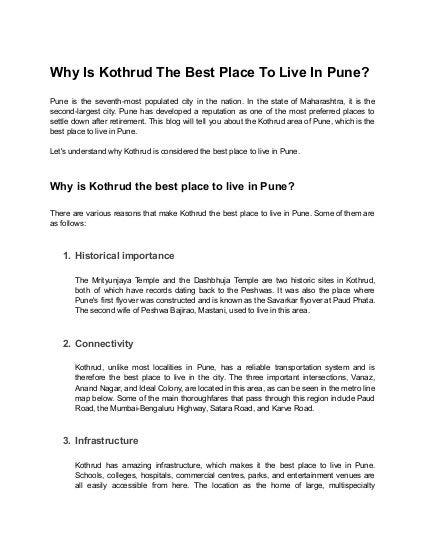 Why is Kothrud the best place to live in Pune_.pdf