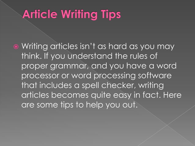 Article writing-tips | PPT