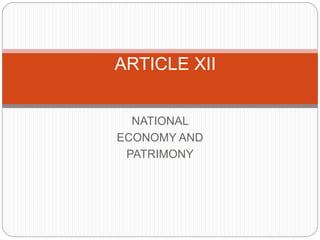 ARTICLE XII final-Rod national patrimony | PPT