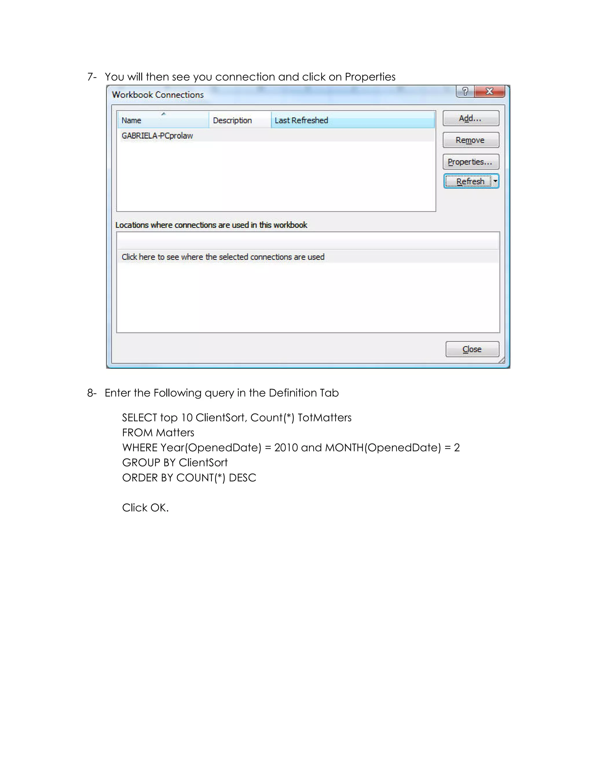 Creating ProLaw Reports using Excel | PDF