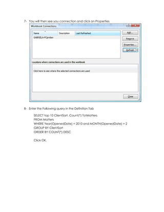 Creating ProLaw Reports using Excel | PDF