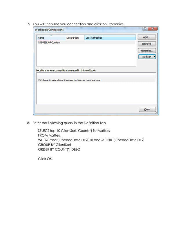 Creating ProLaw Reports using Excel | PDF
