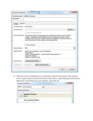 Creating ProLaw Reports using Excel | PDF