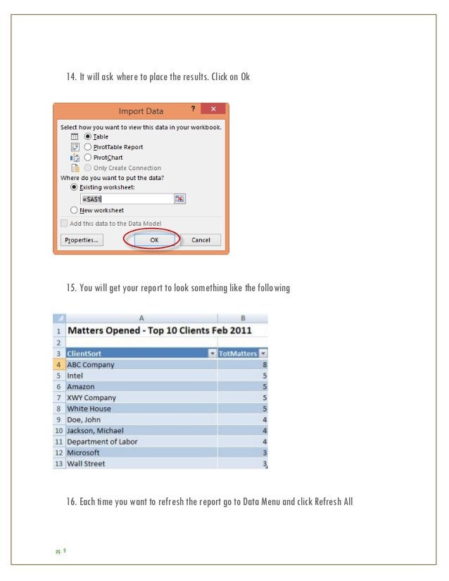Creating ProLaw Reports using Excel | PDF