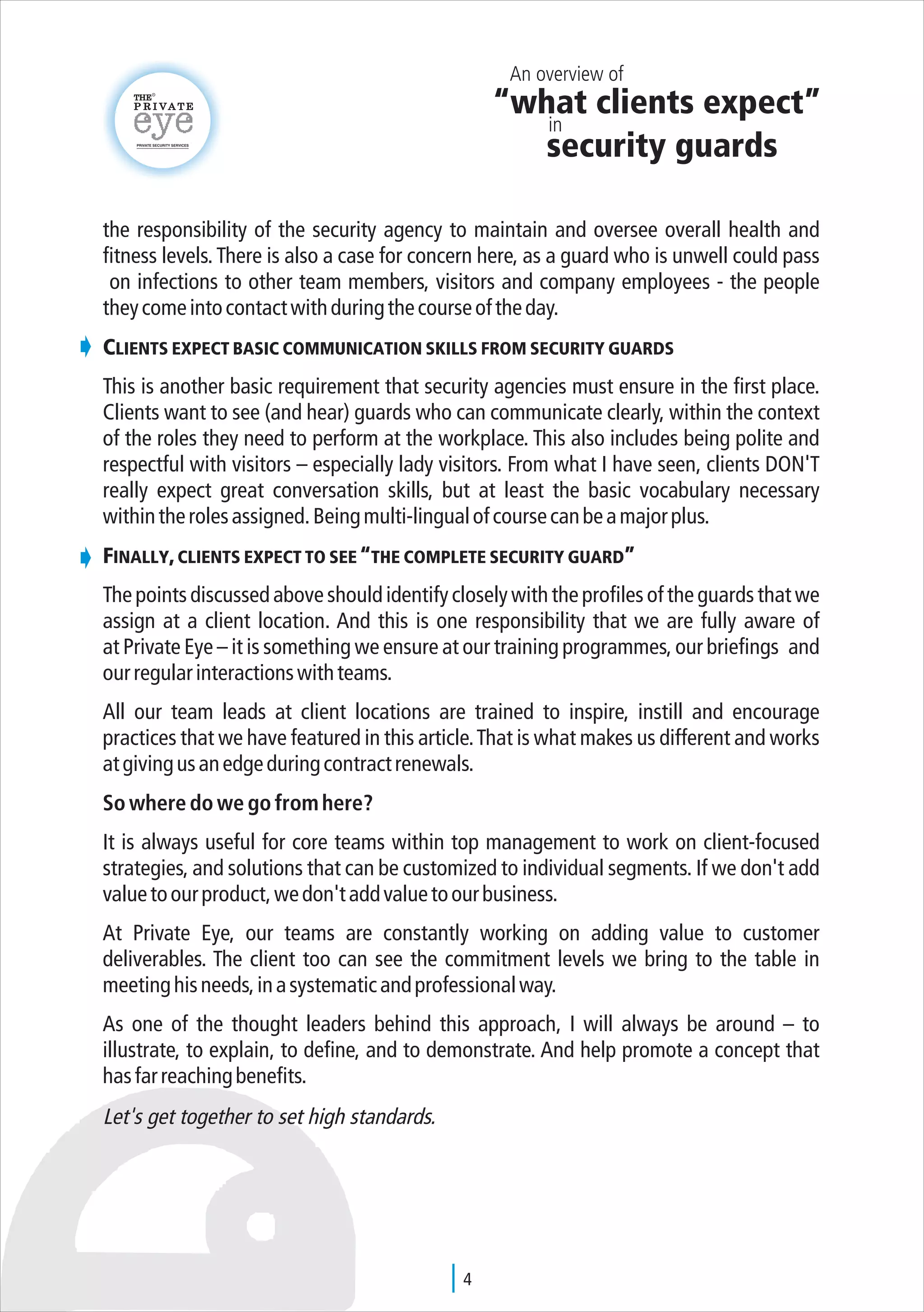 What clients expect from a security guard agency | PDF