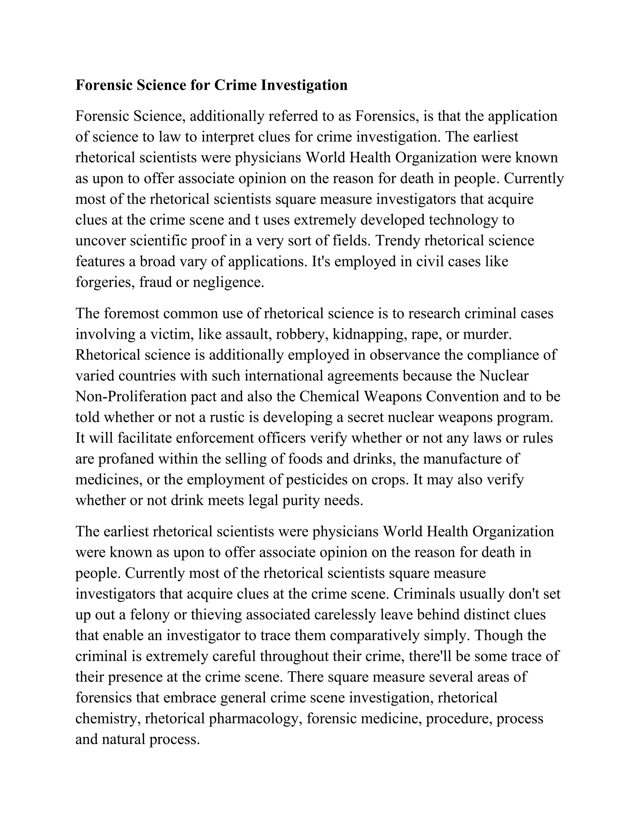 Forensic Science In Crime Investigation | DOCX