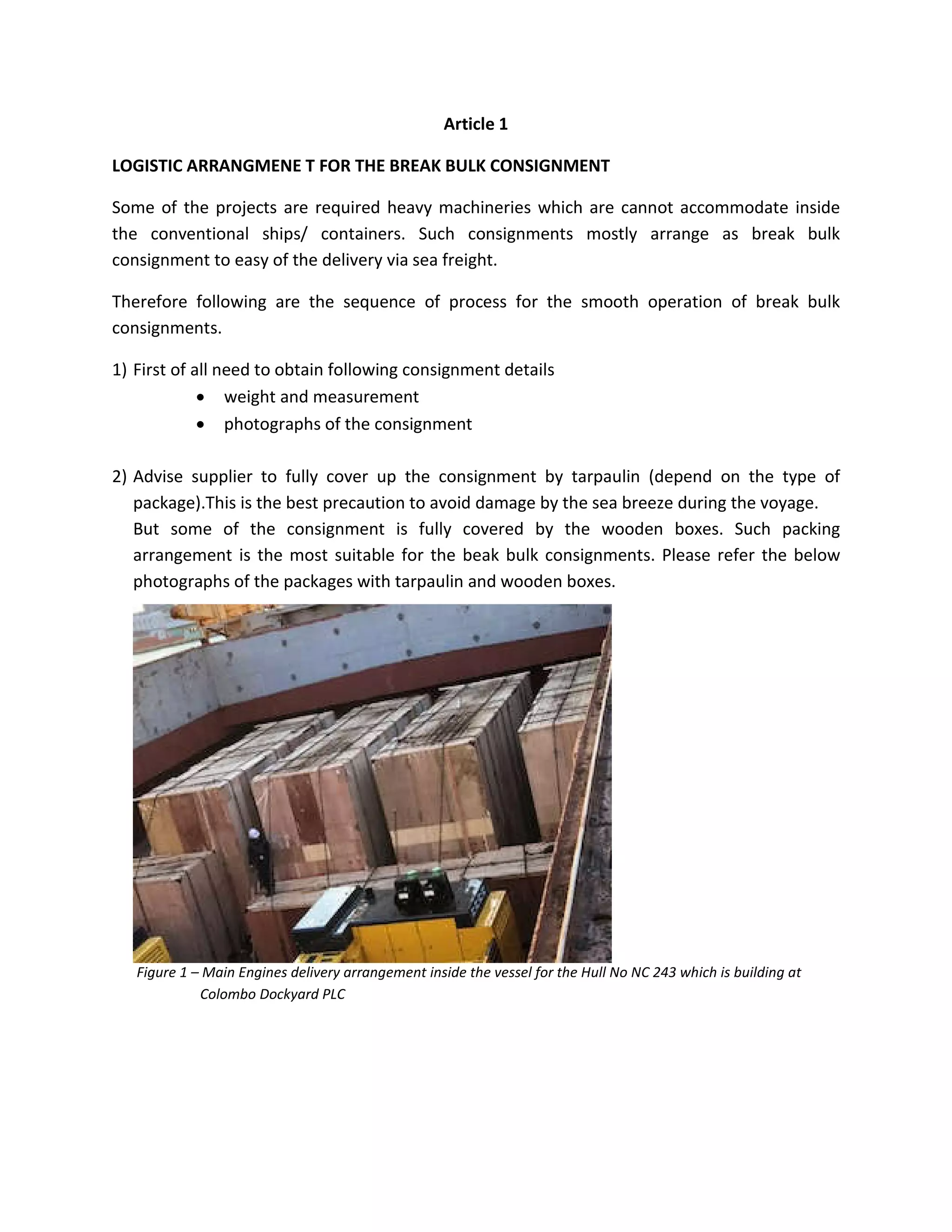 Break Bulk Cargo Arrangement - Article 1 | PDF