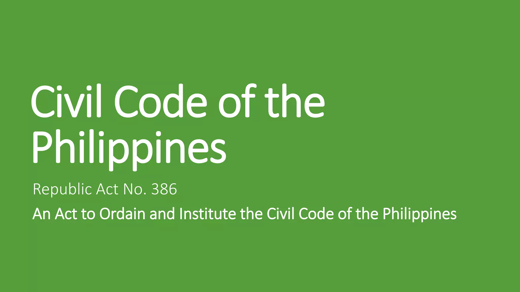 Article 1 to 18 - Civil Code of the Philippines | PPTX | Law