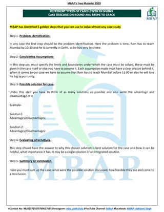 DIFFERENT TYPES OF CASES GIVEN IN NMIMS CASE DISCUSSION ROUND AND STEPS ...