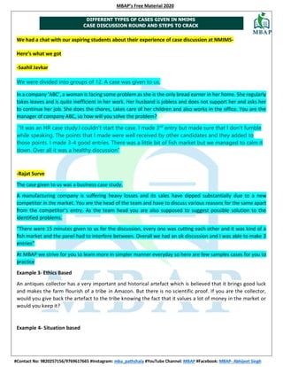DIFFERENT TYPES OF CASES GIVEN IN NMIMS CASE DISCUSSION ROUND AND STEPS TO CRACK | MBAP | PDF