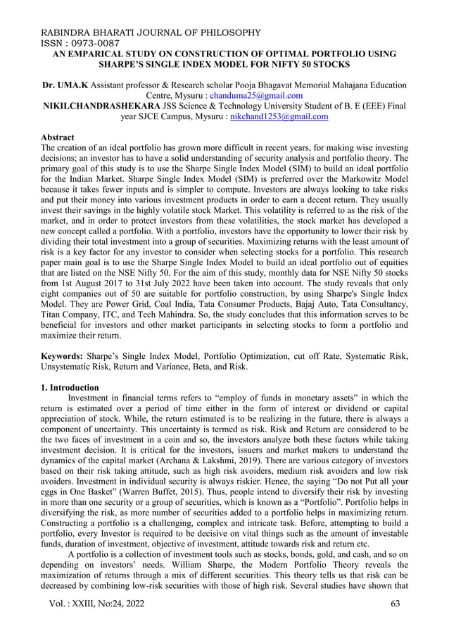 Article 10 An Empirical Study on Construction of Optimal Portfolio ...