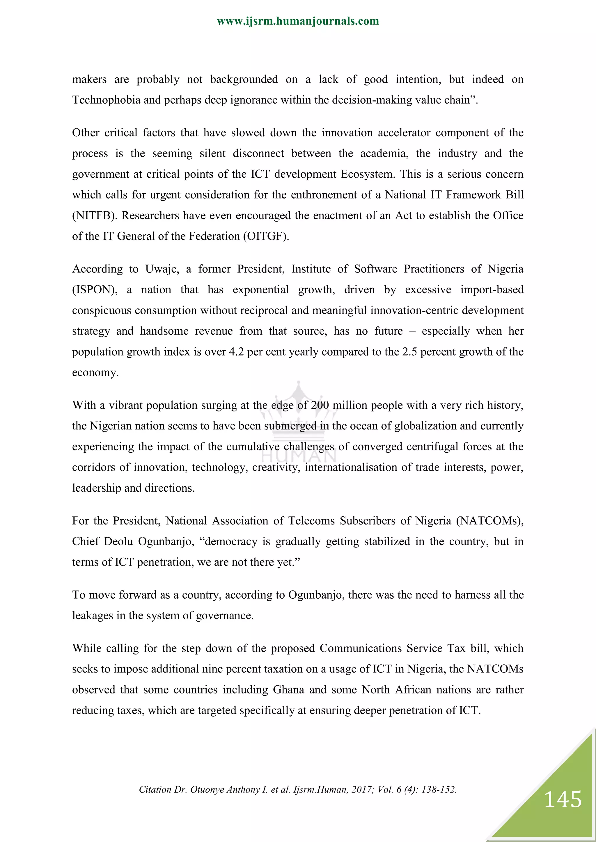 Remedy to economic recesion in nigeria: an ict-driven model for ...