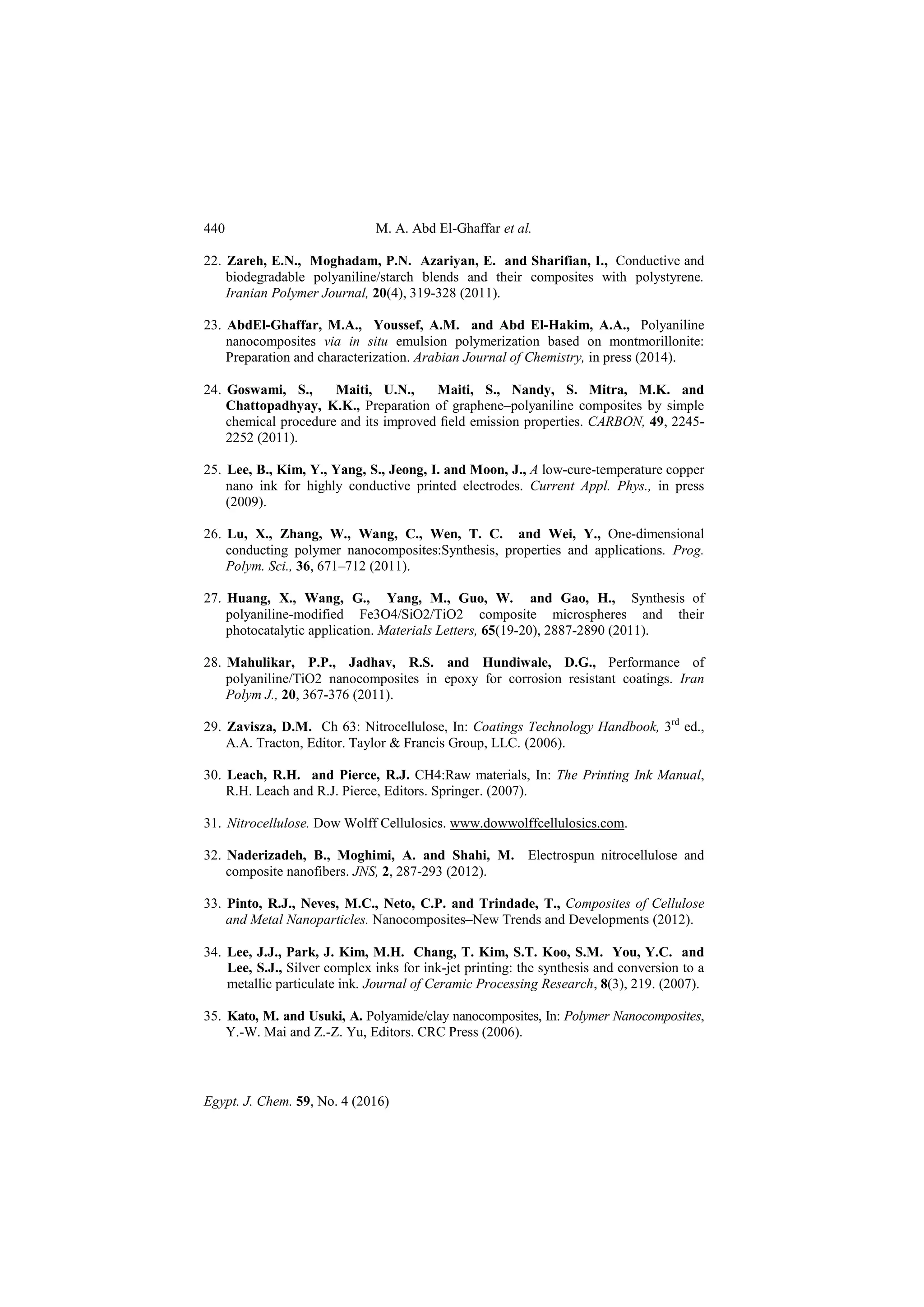 Novel Conductive Nano-composite Ink Based on Poly Aniline, Silver ...