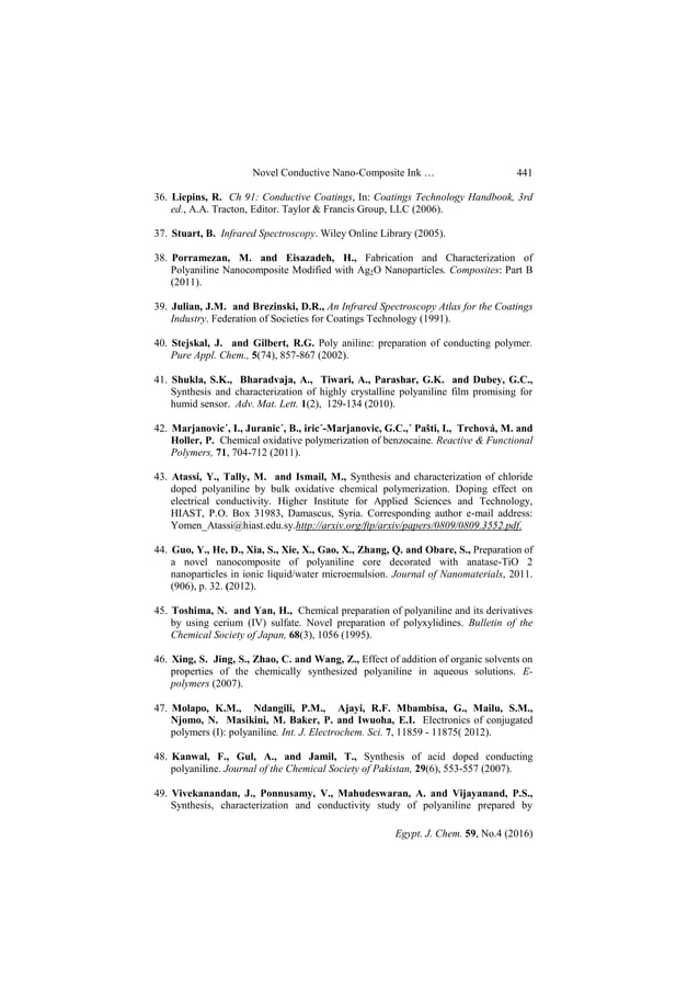 Novel Conductive Nano-composite Ink Based on Poly Aniline, Silver ...