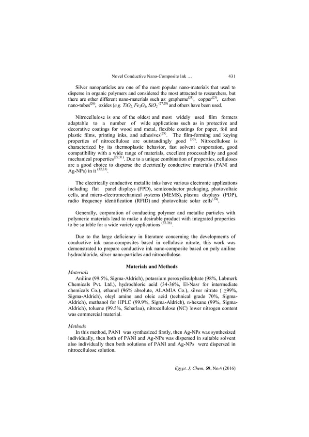 Novel Conductive Nano-composite Ink Based on Poly Aniline, Silver ...