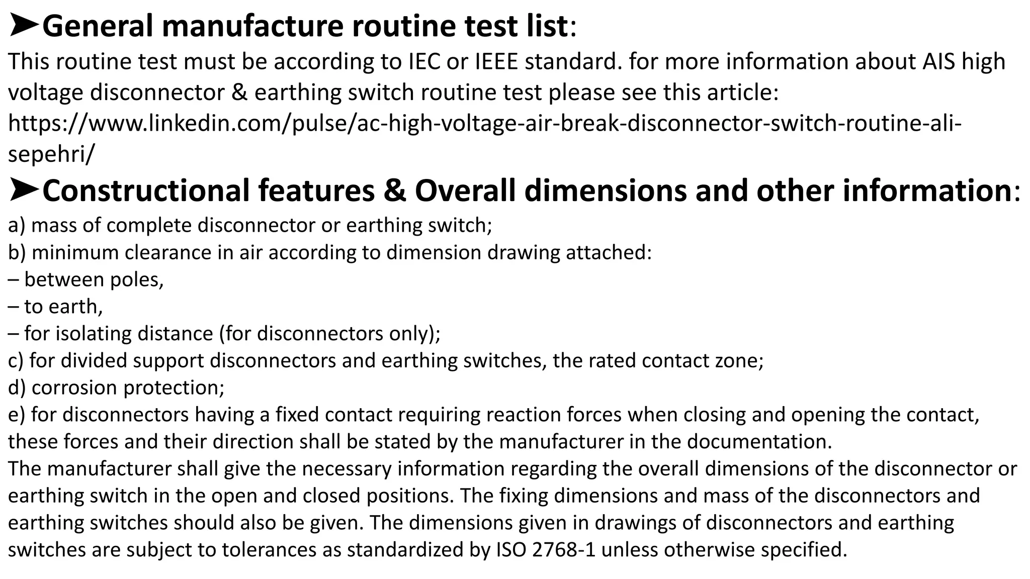 Technical information for high voltage disconnector & earthing switch ...