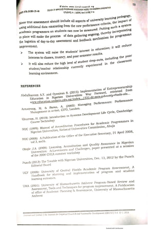 Design of Improved Programme Assessment Model for Nigerian Universities ...