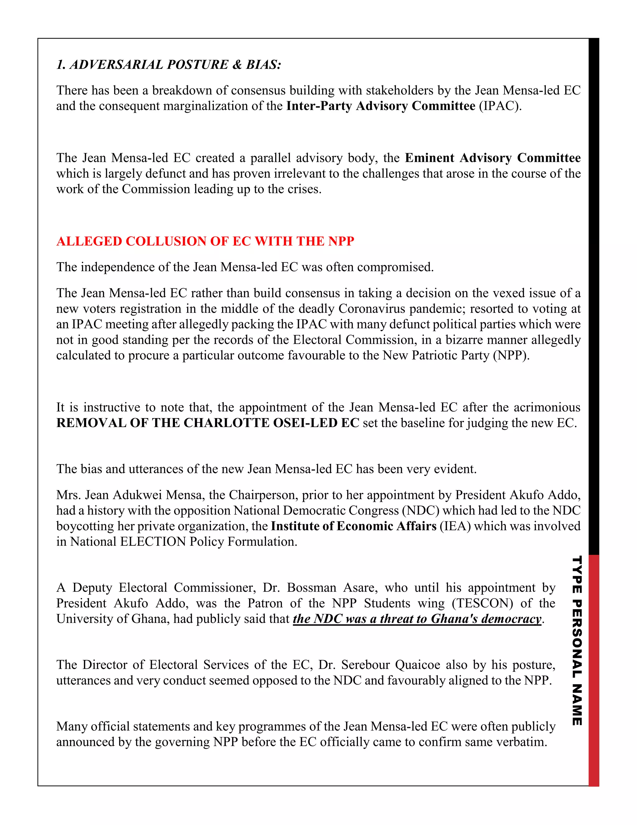 Article 146 PETITION for the Removal of EC Chairperson JEAN ADUKWEI ...