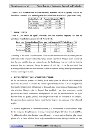 GIS BASED SUITABLE SITE SELECTION FOR FLOATING SOLAR POWER PLANT CASE ...