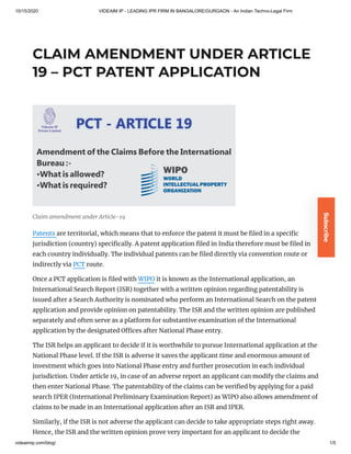 Article 19 PCT Vdeaim IP | PDF