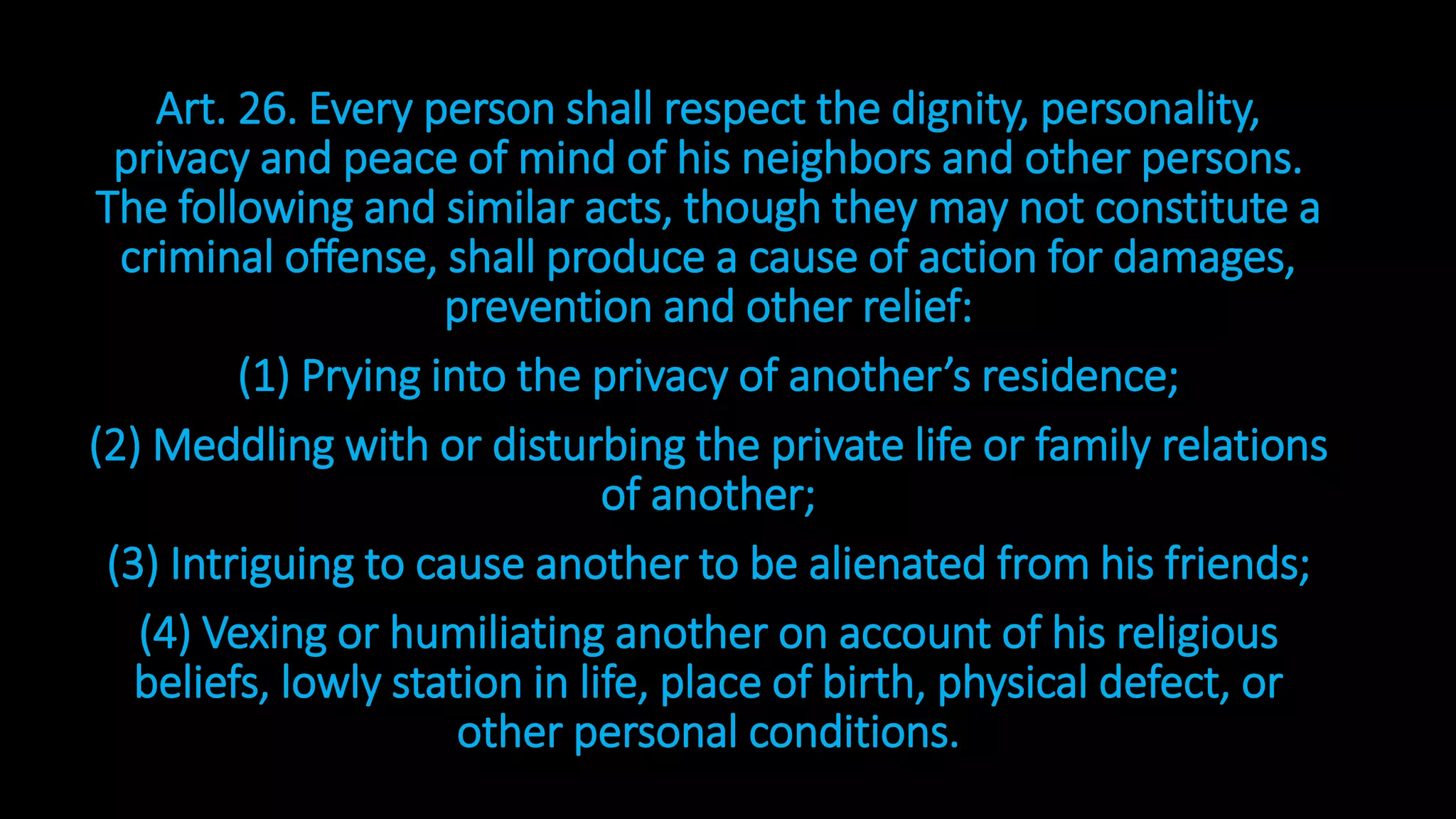 Article 19 to 36 of the civil code of the philippines (human relations ...