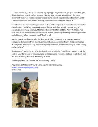 "Only perfect practice makes perfect" by Keith Coyle | DOCX | Arms & Ammunition | Sensitive Topics