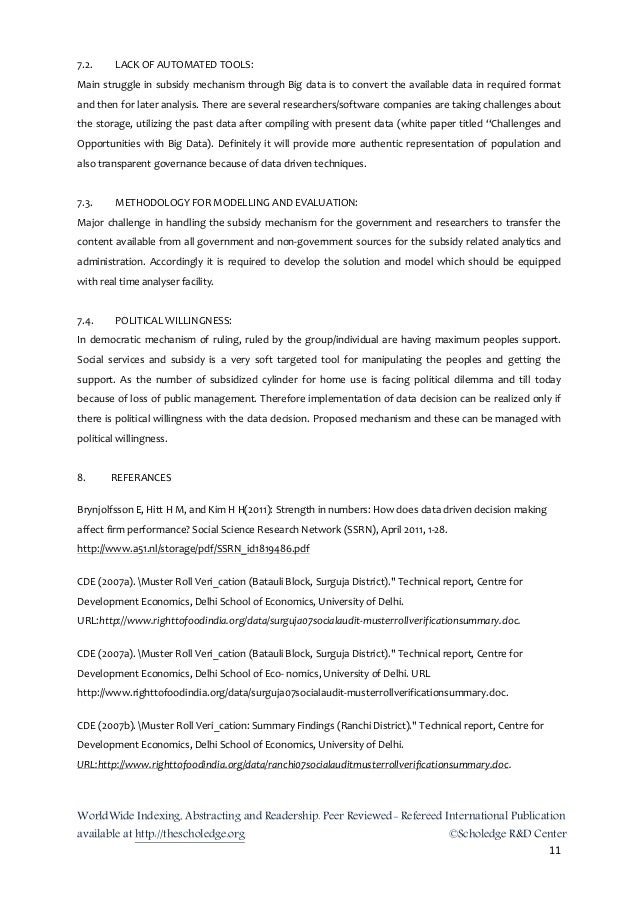 BIG DATA FOR SUBSIDY MECHANISM