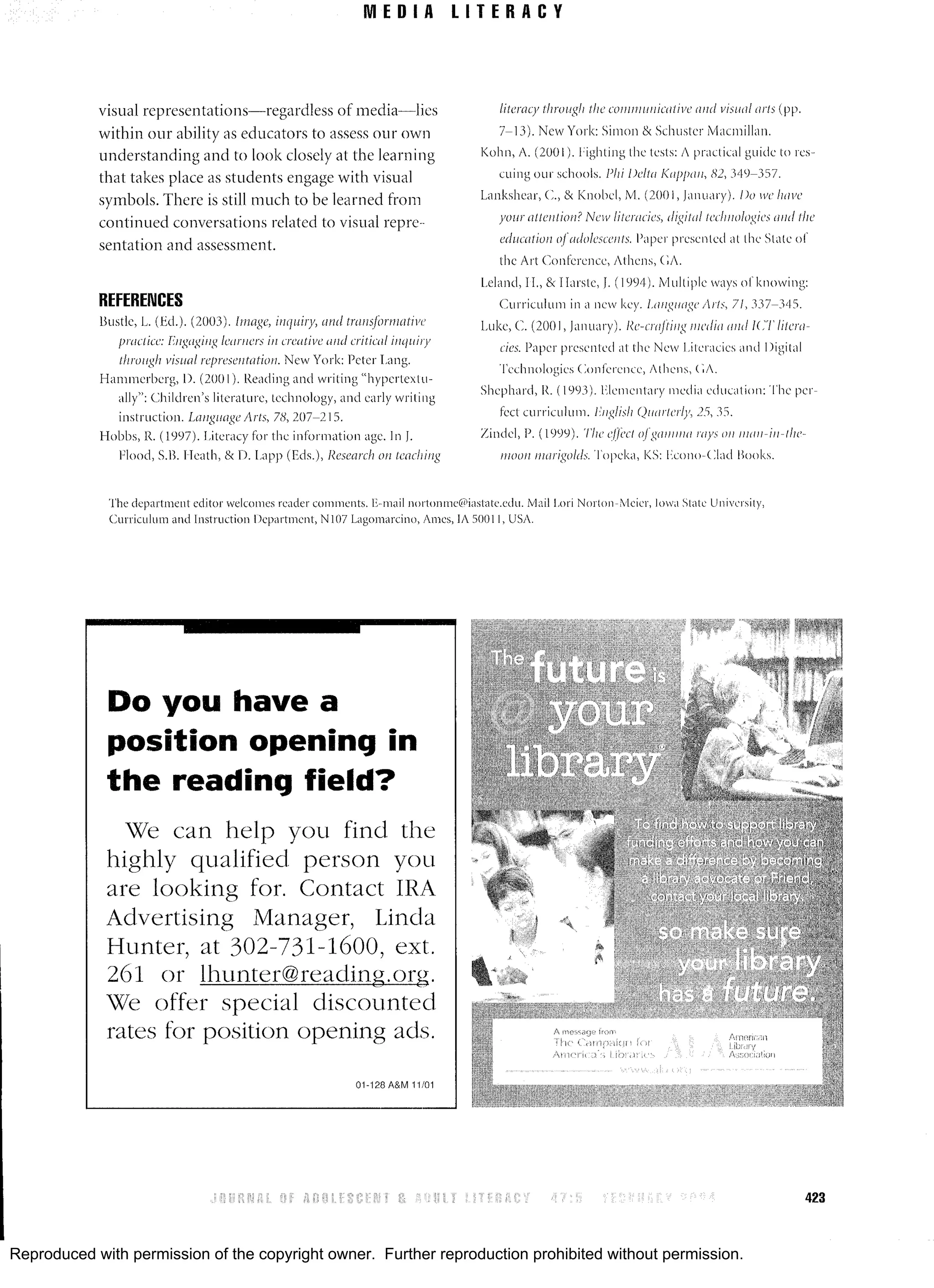 Article 2: THE ROLE OF VISUAL REPRESENTATION IN THE ASSESSMENT OF ...