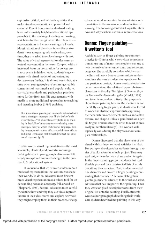 Article 2: THE ROLE OF VISUAL REPRESENTATION IN THE ASSESSMENT OF ...