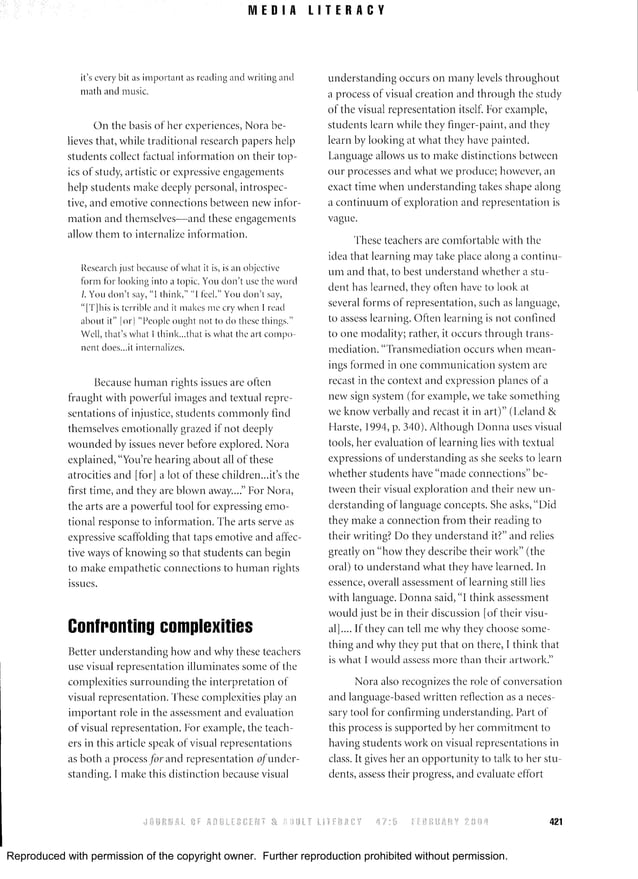 Article 2: THE ROLE OF VISUAL REPRESENTATION IN THE ASSESSMENT OF ...