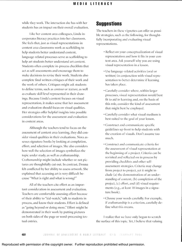 Article 2: THE ROLE OF VISUAL REPRESENTATION IN THE ASSESSMENT OF ...