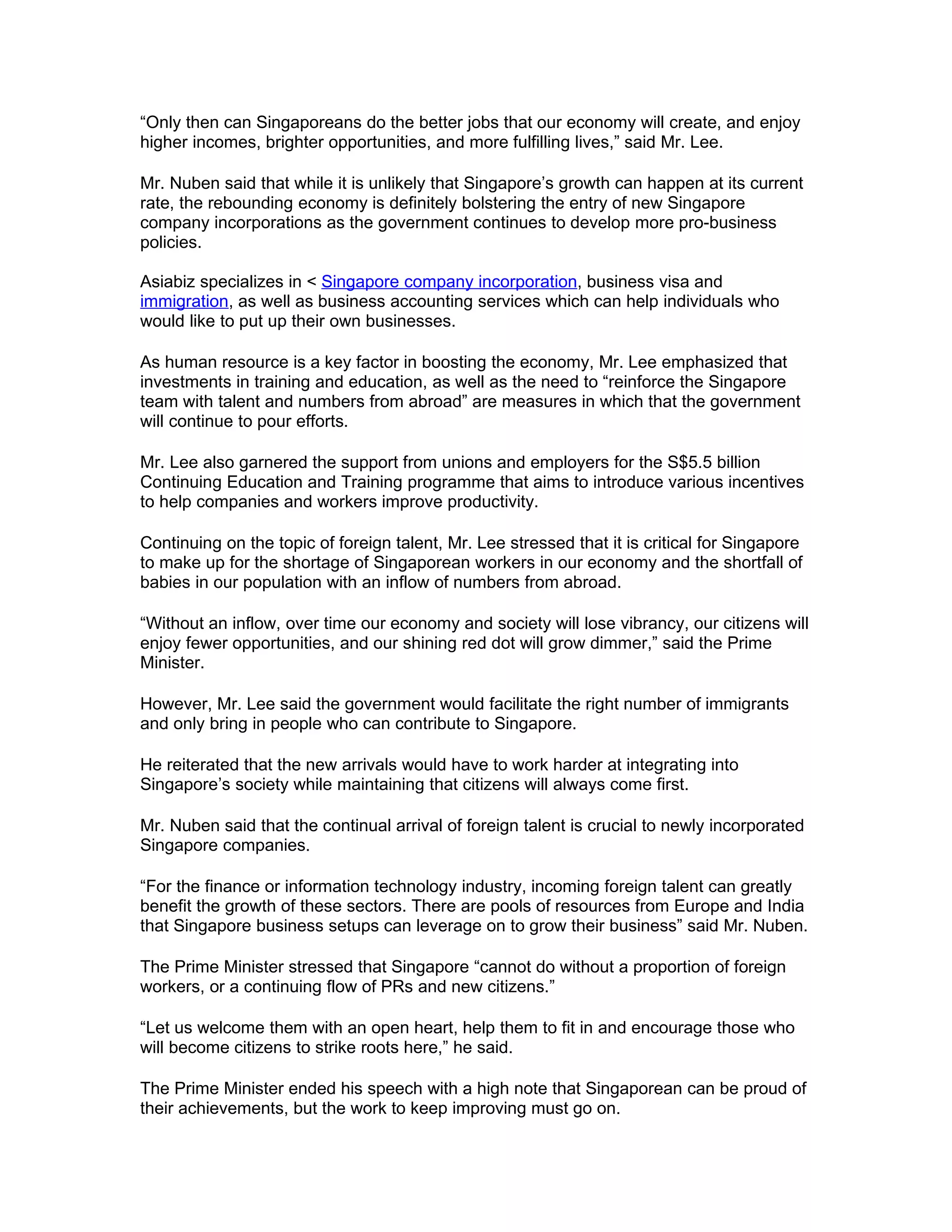 PM Lee: 17.9% GDP growth but SG cannot be complacent, Singapore company incorporation reports | DOC