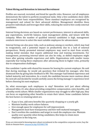 Talent Hiring and Retention in Internal Recruitment | PDF