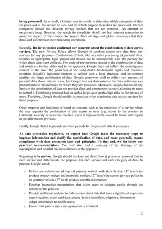 Article 29 working group privacy letter to google | PDF