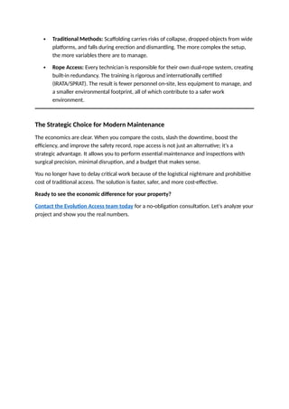 The Economics of Rope Access vs Traditional Maintenance Methods | DOCX