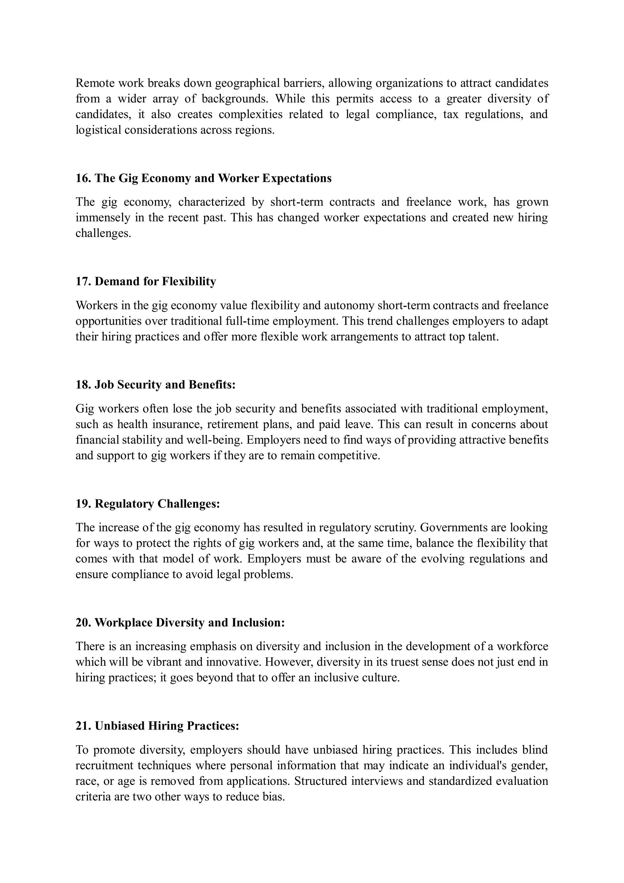 Employment Hiring issues in The Modern Workforce. | PDF