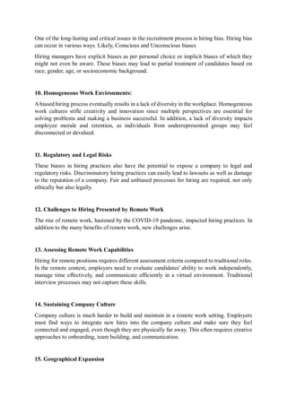 Employment Hiring issues in The Modern Workforce. | PDF