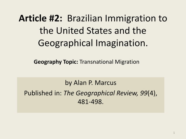 Article #2 outline the geographical imagination | PPTX