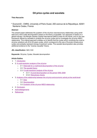 Oil price cycles and wavelets | DOC