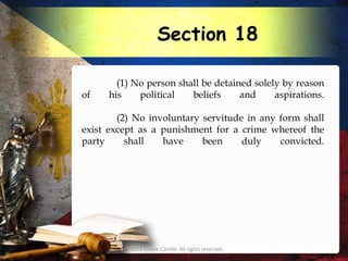 Philippine Constitution 1987 (Article 3 - Bill of Rights) | PPTX