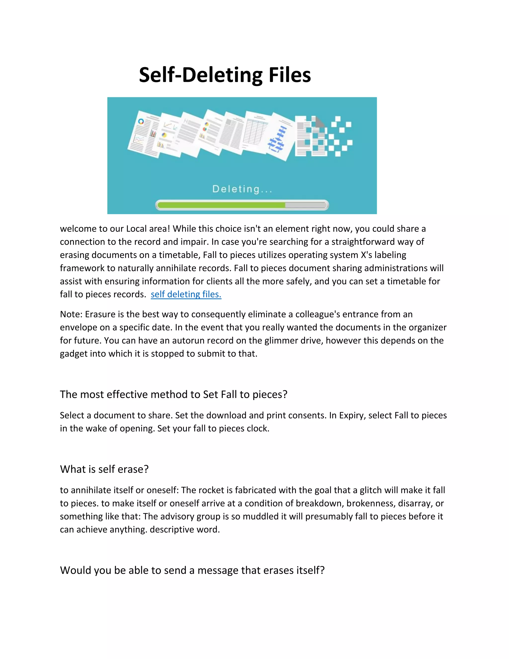 self destructing file sharing | PDF