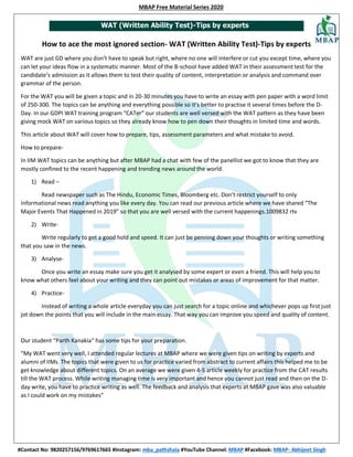 WAT (Written Ability Test)-Tips by experts | MBAP | PDF