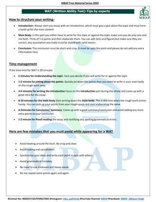 WAT (Written Ability Test)-Tips by experts | MBAP | PDF