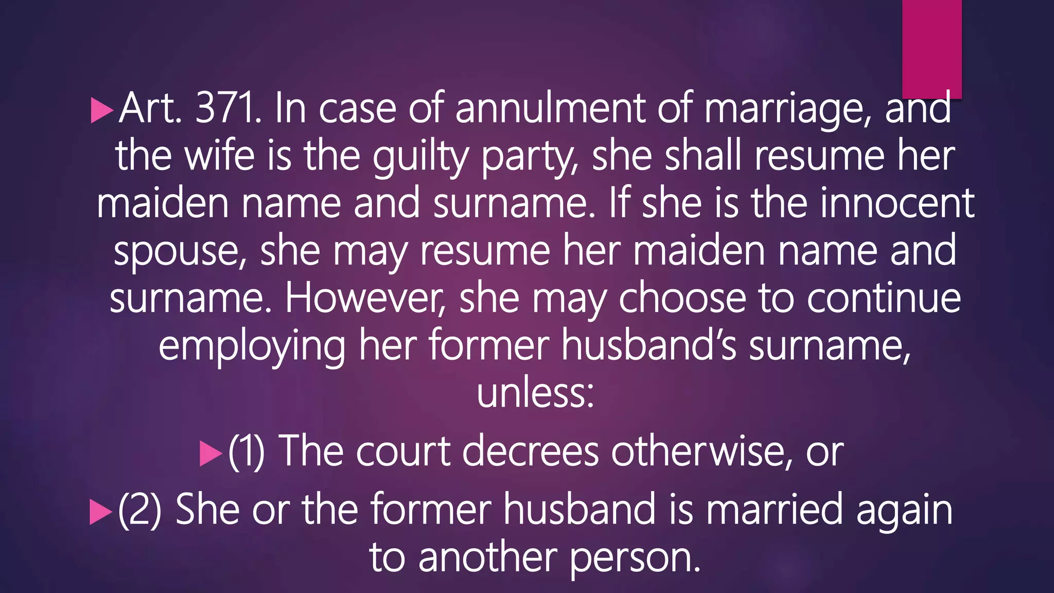 Title XIII. USE OF SURNAMES | PPTX