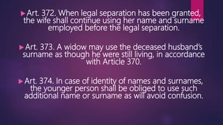 Title XIII. USE OF SURNAMES | PPTX