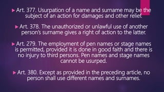 Title XIII. USE OF SURNAMES | PPTX
